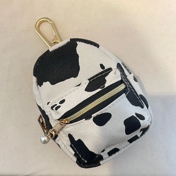 Bags | Nwot Cow Print Coin Purse Mini Backpack Keychain | Poshmark